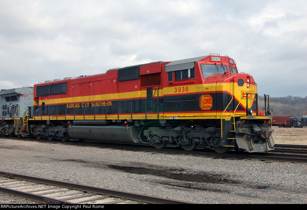 KCS 3936, EMD SD70MAC, ex TFM 1636 wearing KCS Southern Belle paint at the BNSF Yard